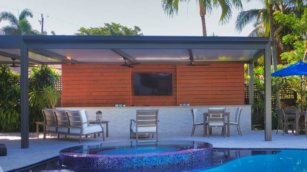 Luxury Living with a Pergola with TV | AZENCO Palm Beach, FL